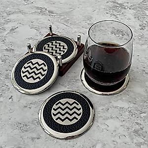 Metal Coasters Unique Fine Modern Designs in Set of 4 Units Wedding Birthday Office Gift (Senses)