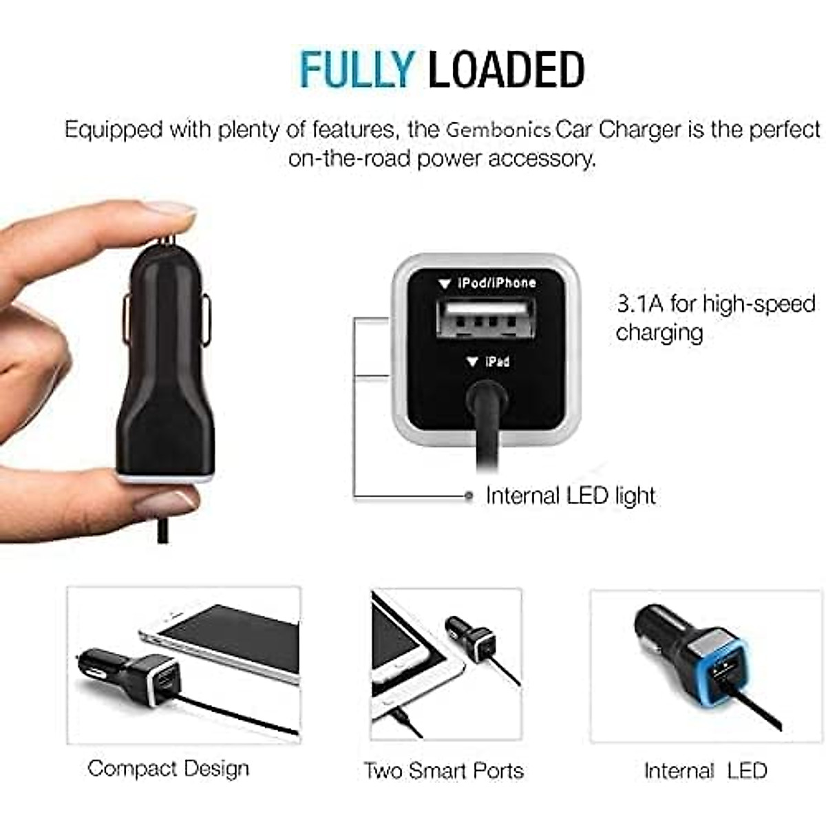 iPhone Car Charger, [Apple MFI Certified] Car Charger for iPhone 15, 14, 13, 12, 11, X, XR, XS, Pro, 8 Plus, 7 Plus, Pro Max, iPad Pro, Air 4, Mini with Extra USB Port
