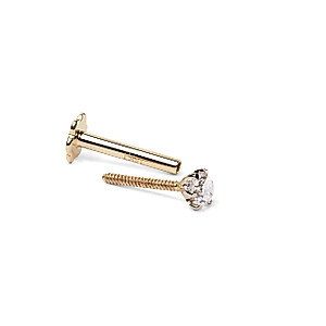 Demira Jewel's 14K Yellow Gold Real Diamond 6 Prong Nose Stud | 8MM Internally Threaded Screw Back Nose Stud