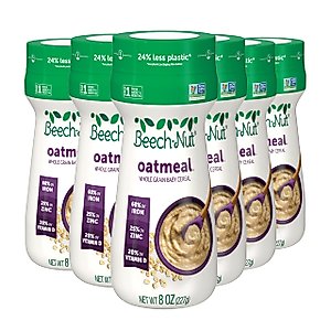 Beech-Nut Baby Cereal, Oatmeal Cereal Stage 1 for Infants, 8 oz Canister (6 Pack)