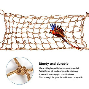1PCS Parrots Climbing Net, Medium Large Size Parrots Hemp Rope Hanging Swing Bird Game Cage Toy Accessories