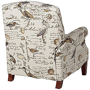 Kensington Hill Birdsong Script and Bird Patterned Recliner Chair Armchair Comfortable Push Manual Reclining Footrest Adjustable Upholstered Bedroom Living Room Reading Home Relax Office