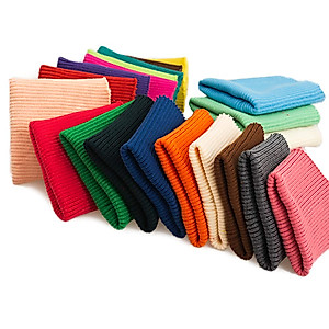 Tong Gu Leg Opening Cuffs Ribbed Trims Fabric Knitted Rib Stretch Tape Tubular Rib Cuffing Replacement DIY, 35 Colours (1 Pair, Black)