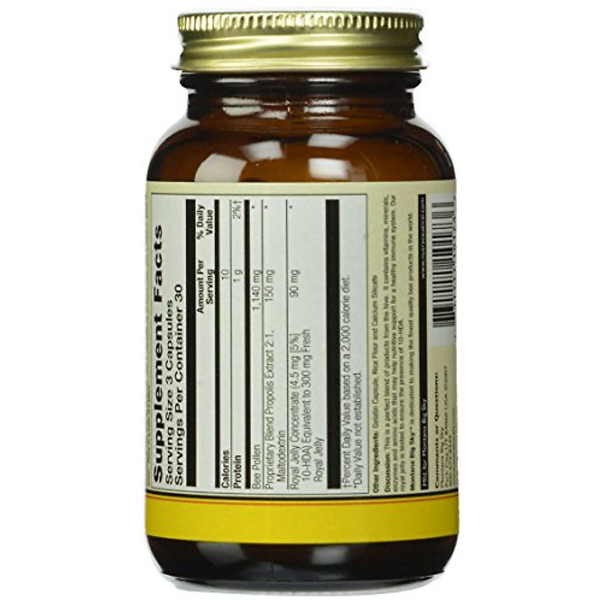 Honey Gardens Bee Pollen Royal Jelly and Propolis Capsules, 90 Count