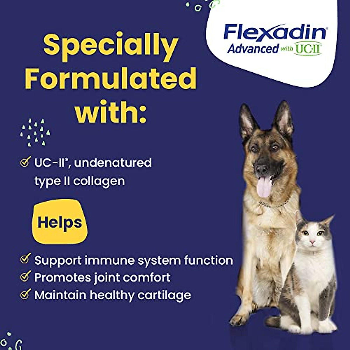 Vetoquinol Flexadin Advanced Dog Hip and Joint Supplement with UC-II Collagen, One Chew a Day Hip and Joint Support Chew for Dogs and Cats, Clinically Proven Vet-Approved Formula, 60 Chews