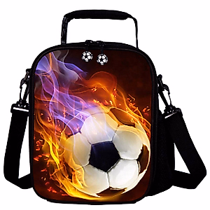 7-mi Kids Football Printed Lunch Box Bag, 5L Capacity, Stylish Design, Made-to-Last Zipper, Cushioned Carrying Strap, Easy to Clean