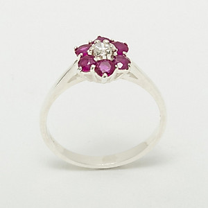 LetsBuyGold 925 Sterling Silver Cubic Zirconia & Ruby Womens Cluster Band Ring - Size 11.75