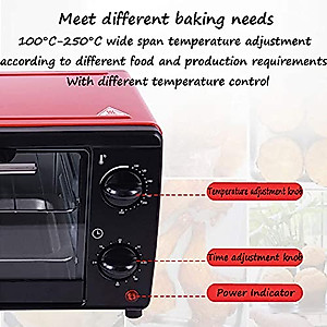 Multi Function Electric Oven,Household 12L Air Fryer Mini Chicken Oven, High Temperature Baking Mini Cake Oven With Bakeware And Rack Red Useful (Red) Happy Life