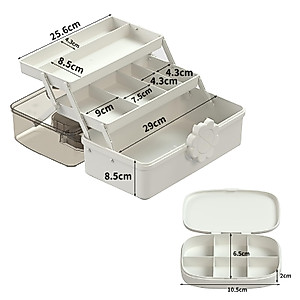 Covetree 3-Layer Plastic Dividing Storage Box，Multifunctional Plastic Tool Box with Handle for Sewing, for Sewing, Makeup, Medicine, Nail, Hair Accessories for Kids