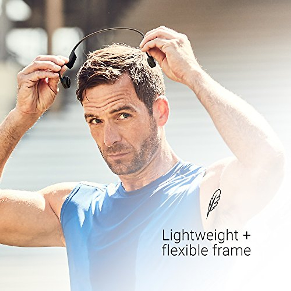 Aftershokz Air Bone Conduction Wireless Bluetooth Headphones with Reflective Strips, Canyon Red