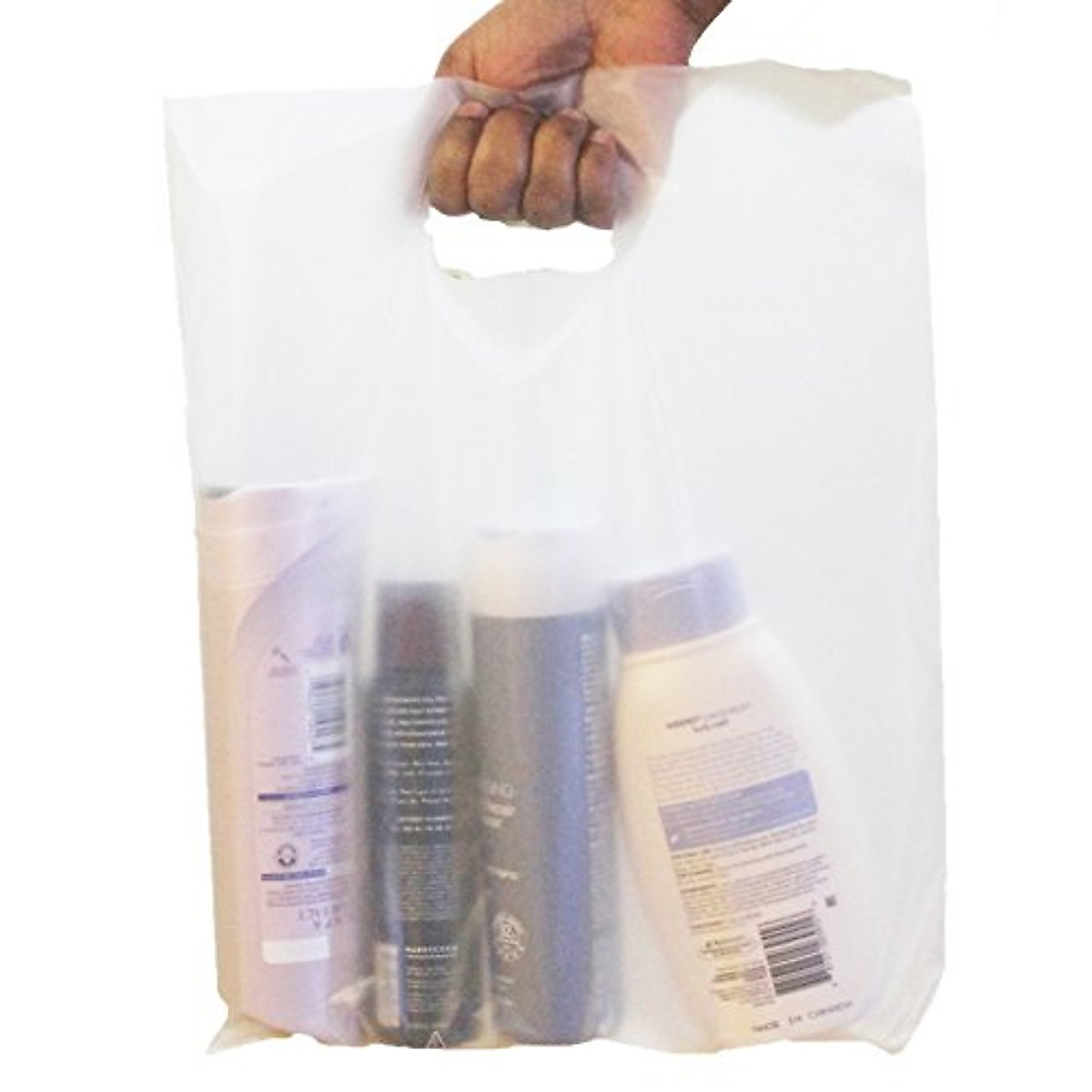 100 Extra Durable 2.5mil 12x15 Clear Merchandise bags Die Cut Handle-Semi-Glossy finish-Anti-Stretch. For Retail store plastic bags, Party favors, Handouts and more by Best Choice (Clear)
