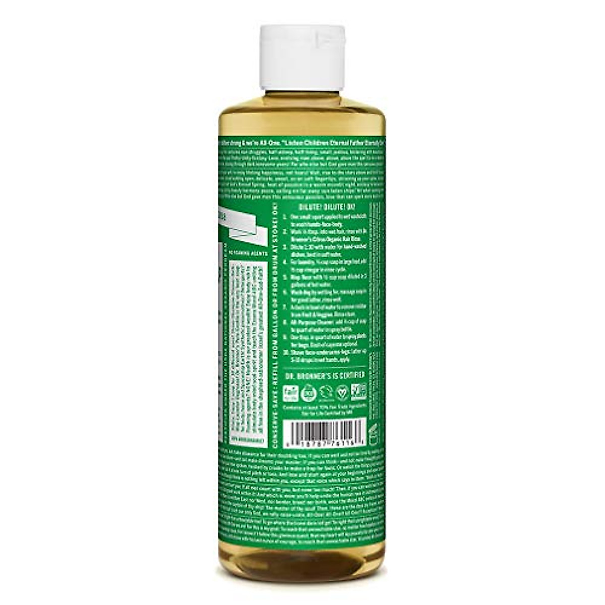 Dr. Bronner’s - Pure-Castile Liquid Soap (Almond, 16 ounce) - Made with Organic Oils, 18-in-1 Uses: Face, Body, Hair, Laundry, Pets and Dishes, Concentrated, Vegan, Non-GMO