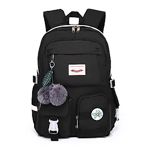 Cute Backpacks for Teen Girls Backpacks for Teens Girls Backpack for School Girls Middle School Backpack Kawaii Backpack for School Cute Black Backpack White Backpack Pink Bookbag (Black)