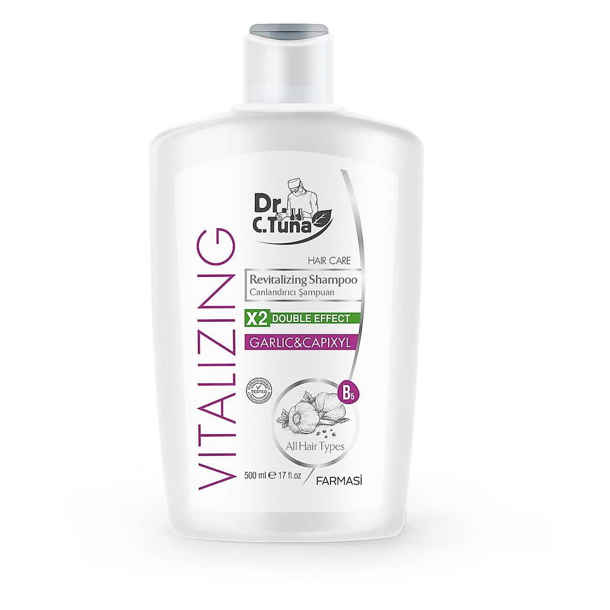 FARMASI Dr. C. Tuna Vitalizing Garlic Shampoo and Hair Mask - Natural Treatment for Hair Growth, Prevents Loss, Stimulates Growth with Capixyl