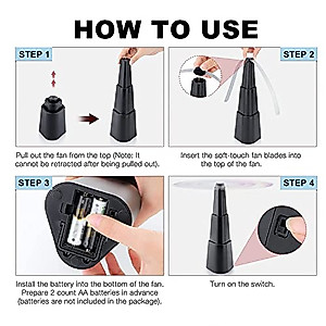 KTDRJN 4 Pack Fly Fan for Table,Food Fan for Indoor Outside,Portable Outdoor Picnic Fan,Batteries Powered Table Fly Fan for Restaurant, Party, Home,Outdoor Dinner(Black)