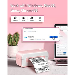 Shipping Label Printer, Itari High Speed 4x6 Thermal Label Makers for Shipping Packages, Small Desktop Sticker Printer for Home Business, Compatible with Amazon, Etsy, Ebay, USPS, Shopify, FedEx, Pink