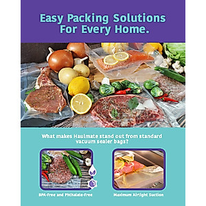 HAULMATE Vacuum Sealer Bags 11"x50' and 8"x50' 2 Rolls. Commercial Grade, BPA Free, Heavy Duty, Great for vac storage, Meal Prep or Sous Vide