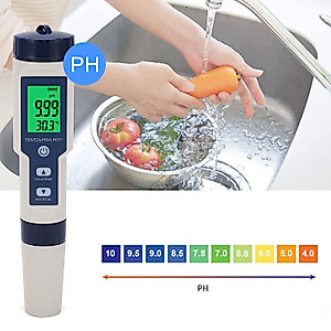Zyyini EZ‑9909SP 5 in 1 Water Quality Test Pen for pH, EC, TDS, Salinity and Temperature IP 67 Waterproof and dustproof Automatic Recognition