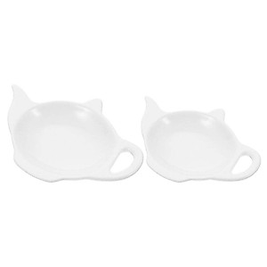 BESTonZON 2pcs Ceramic Tea Bag Saucer Spoon Stand Rev Coffee Ceramic Tea Bag Holder Teapot Shaped Tea Bag Holder Tea Bags Decor Soy Sushi Dipping Bowls Side Dish Bowl Tea Bag Coaster Classic