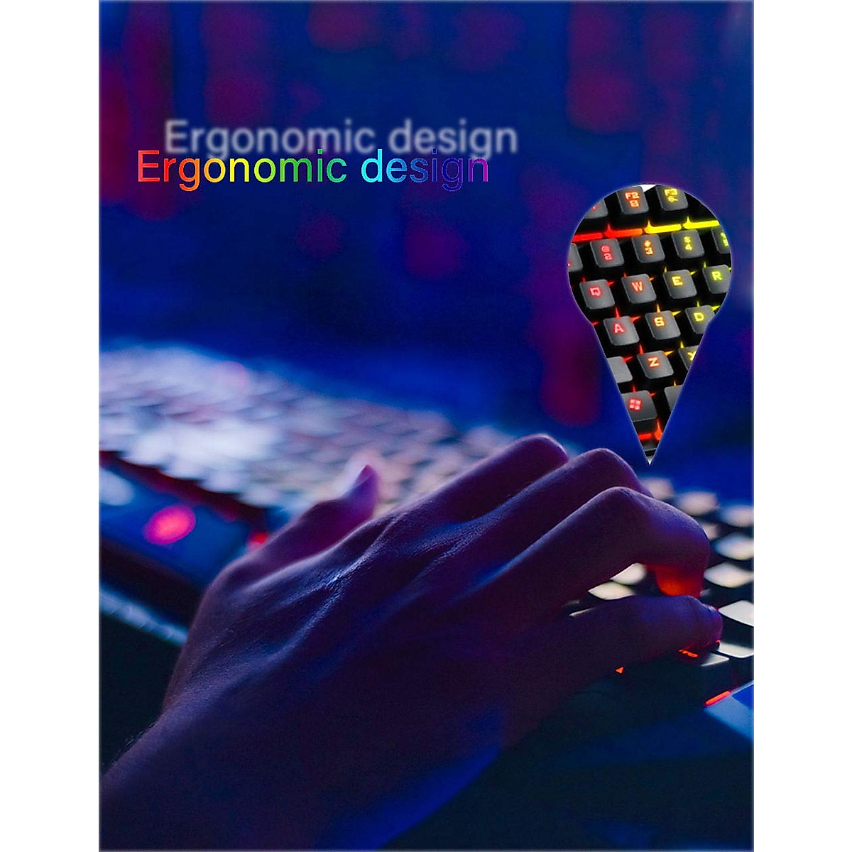 look see Backlight Keyboard with Optics Mouse Gaming Rainbow Multi-Color LED Backlit USB Interface Teclado Mechanical Feeling for PC, MAC,