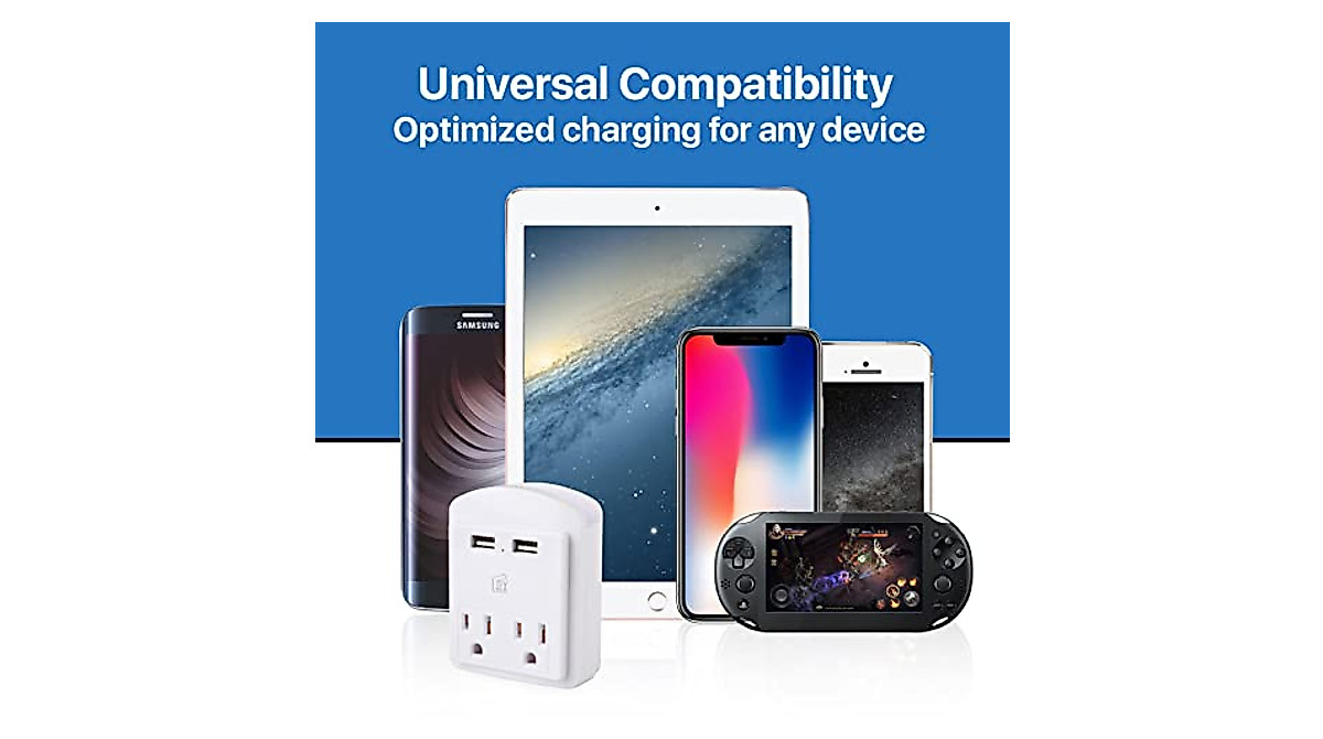 LAX Gadgets Multi-Plug Outlet with Surge Protection & USB Ports