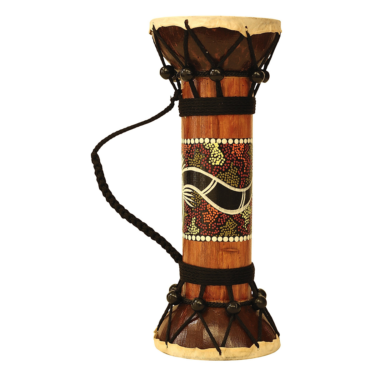G6 COLLECTION 11.5" Exotic Wooden Hand Carved Double Sided Drum Djembe Home Decor Gift Wood Decoration Handcrafted Accent Decorative Drum Djembe