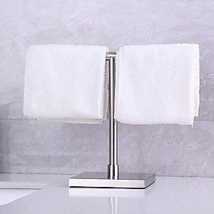 kimzcn Modern Hand Towel Stand for Bathroom, Kitchen or Vanity, Free Standing Countertop Rack with Balanced Base, Perfect Hand Towel Holder Brushed Finish