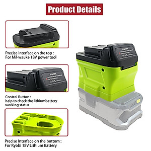 Laimiao Adapter for Ryobi 18V Battery, Convert to Replace for Milwaukee M18 18V Lithium Battery for Milwaukee M18 18V Power Tools(RYB18ML Adapter Not Battery)