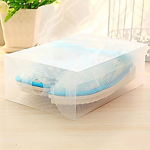 NszzJixo9 5 PC Shoe Storage Box,Clear Corrugated Plastic Shoe Boxes - Foldable Stackable Clear Plastic Drawer Case Organizer Box Holder Shoe Storage Ideal for Travel