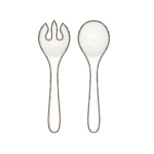 Le Cadeaux Melamine Rustica Antique White Salad Servers, 13.75