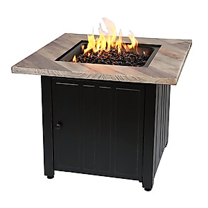 Endless Summer, The Harper, Square 30" Outdoor Propane Fire Pit, Includes Black Fire Glass, Table Insert, and Protective Cover