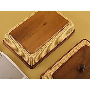 Teng Jin Rectangular with Lid Handmade Nantucket basket Cane staves finely-woven home-storage-baskets-and-containers Arts,Decorative Storage Baskets for Shelves
