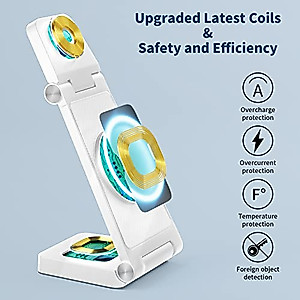 GEJIUCAI Magnetic Wireless Charger, 3 in 1 Fast Wireless Charging Station for Multiple Devices Apple Watch Ultra 8/7/6/5/4/3/2, for iPhone 14/Pro/Max/Plus/13/12, AirPods Pro (White)
