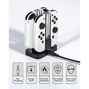 DEVASO Accessories Bundle for Nintendo Switch: Deluxe Waterproof Travel Case,Case & Screen Protector,Wireless Controller,Joystick Cap