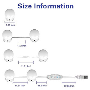 SICCOO Makeup Vanity Lights for Mirror, Hollywood Style LED Vanity Mirror Lights with 14 dimmable Bulbs, USB Cable, White