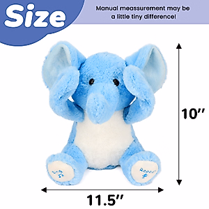 Hopearl Peek A Boo Elephant Interactive Repeats What You Say Plush Elephish Toy Musical Singing Talking Stuffed Animal Adorable Electric Animate Birthday Festival, Blue, 11.5''