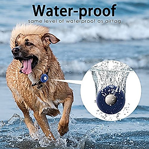 Airtag Dog Collar Holder (2 Pack) with Buffering Dots, Waterproof Pet Collar Case for Apple Air Tag GPS Tracker, Air Itag Holder Cover,Fits Most Collars (White/Blue) …