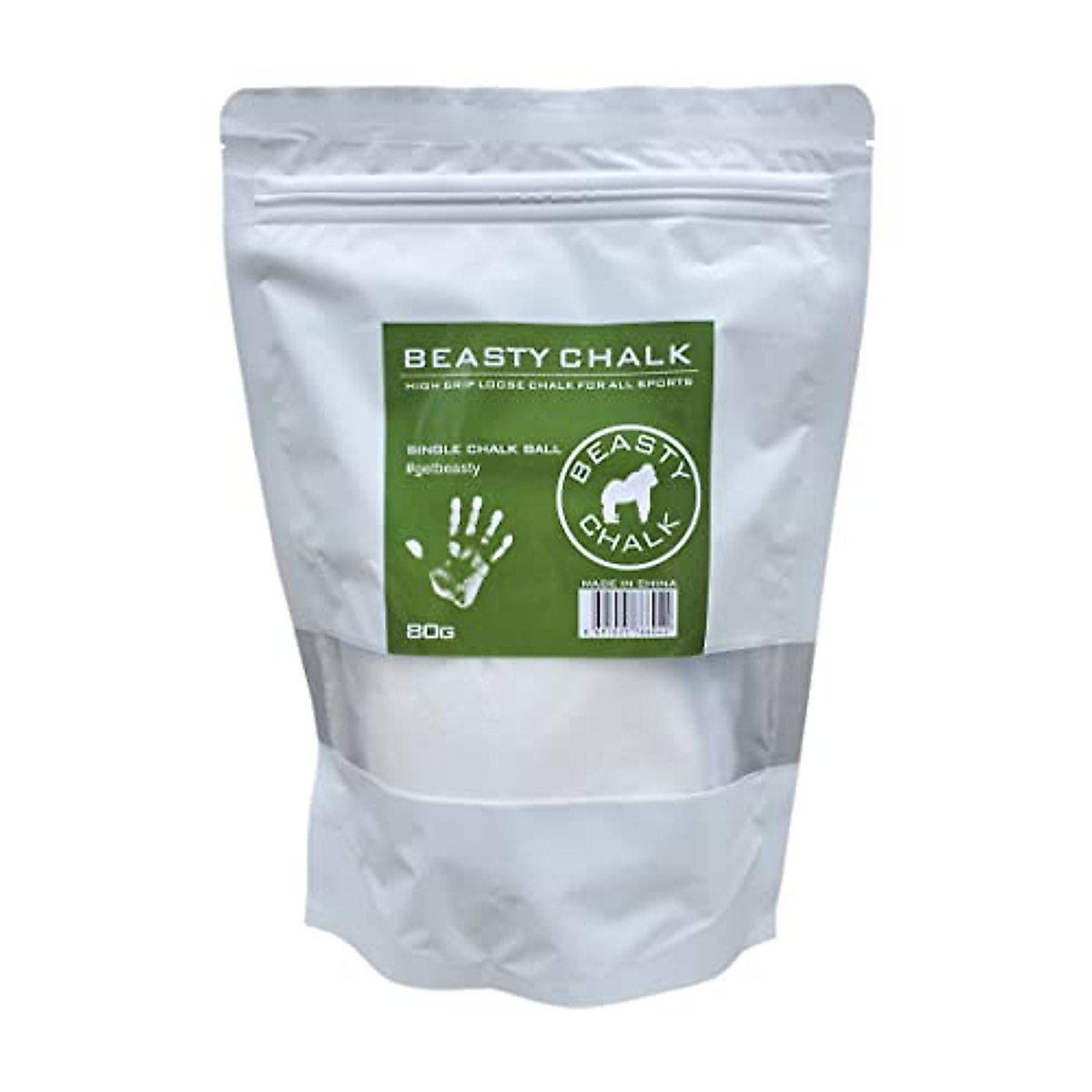 Beasty Chalk - Chalk Ball, 80 gram - Premium Gym Chalk in Refillable Sock - Non Toxic - Great for Climbing, Gymnastics, Weightlifting, Crossfit, Pool, Training