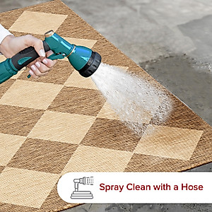 nuLOOM 5' x 8' Outdoor Performance Area Rug, Stain Resistant, Weather Resistant, High Traffic, Patio, Balcony, Outside, Sabina Brown