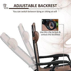 Outsunny Set of 2 Outdoor Rocking Chairs, Foldable Reclining Zero Gravity Lounge Rocker with Pillow, Cup & Phone Holder, Combo Design with Folding Legs, Brown