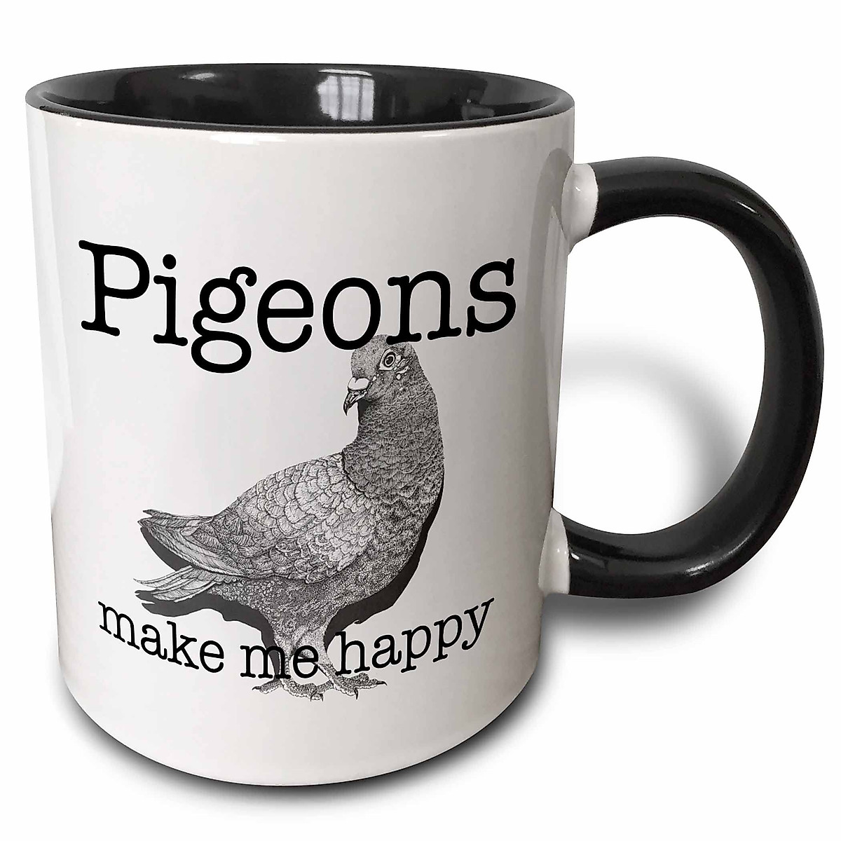 3dRose Pigeons make me happy Mug, 1 Count (Pack of 1), Black