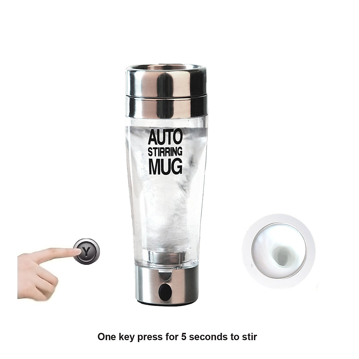 Mengshen Self Stirring Mug 400ML - Portable Multipurpose Mixer Auto Mixing Coffee Tea Cup Protein Shaker Mixer Double Insulated Electric, A037