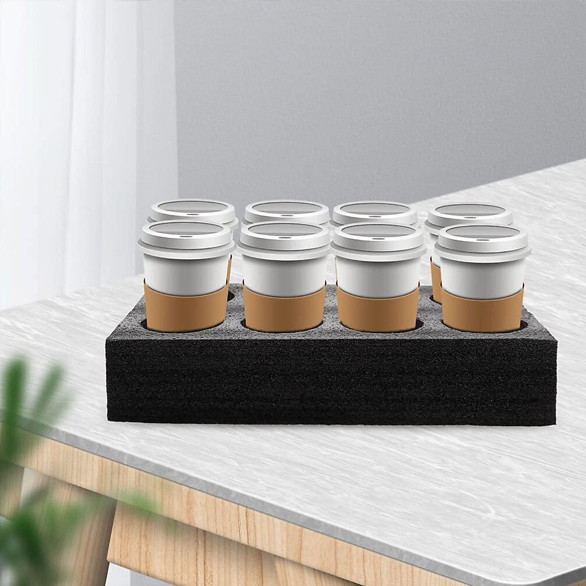 ULTECHNOVO 2pcs Milk Tea Cup Holder Foam Coffee Cups Multi-Hole Cup Holders Foam Take Out Cup Holder Cupholders for Your Car Beverage Packing Rack Cup Stand Porous Pearl Cotton Epe re-usable