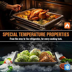 IVONNEY Hotel Pan Steam Table Pans Full Size 2.5 Inch Deep Stainless Steel Pan, Commercial Food Pans for Restaurant, Catering Supplies - Chafing Pans, Catering Pans, Buffet Pans (6 Pack, 1/1 Size)