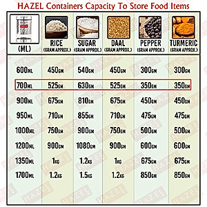 HAZEL Stainless Steel Hammered Finish Transparent Glossy See Through Container, Set of 6, 700 ML Each, Silver