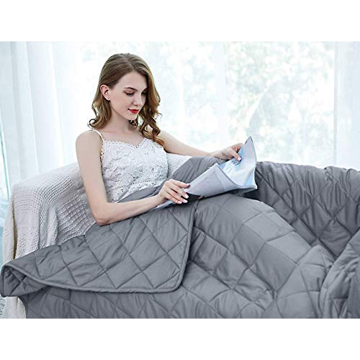 AsFrost Weighted Blanket 2.0 for Adult and Kids, 100% Breathable Cotton with Premium Glass Beads
