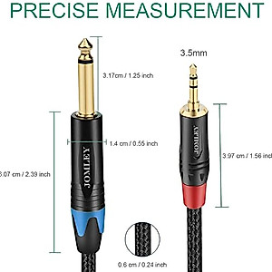 JOMLEY 1/8 inch to 1/4 inch Stereo Cable, 6.35mm (1/4 inch) TS to 3.5mm (1/8 inch) TRS Stereo Cable, 3.5mm TRS Stereo to 1/4 inch TS Mono Interconnect Adapter Cable - 3.3 ft