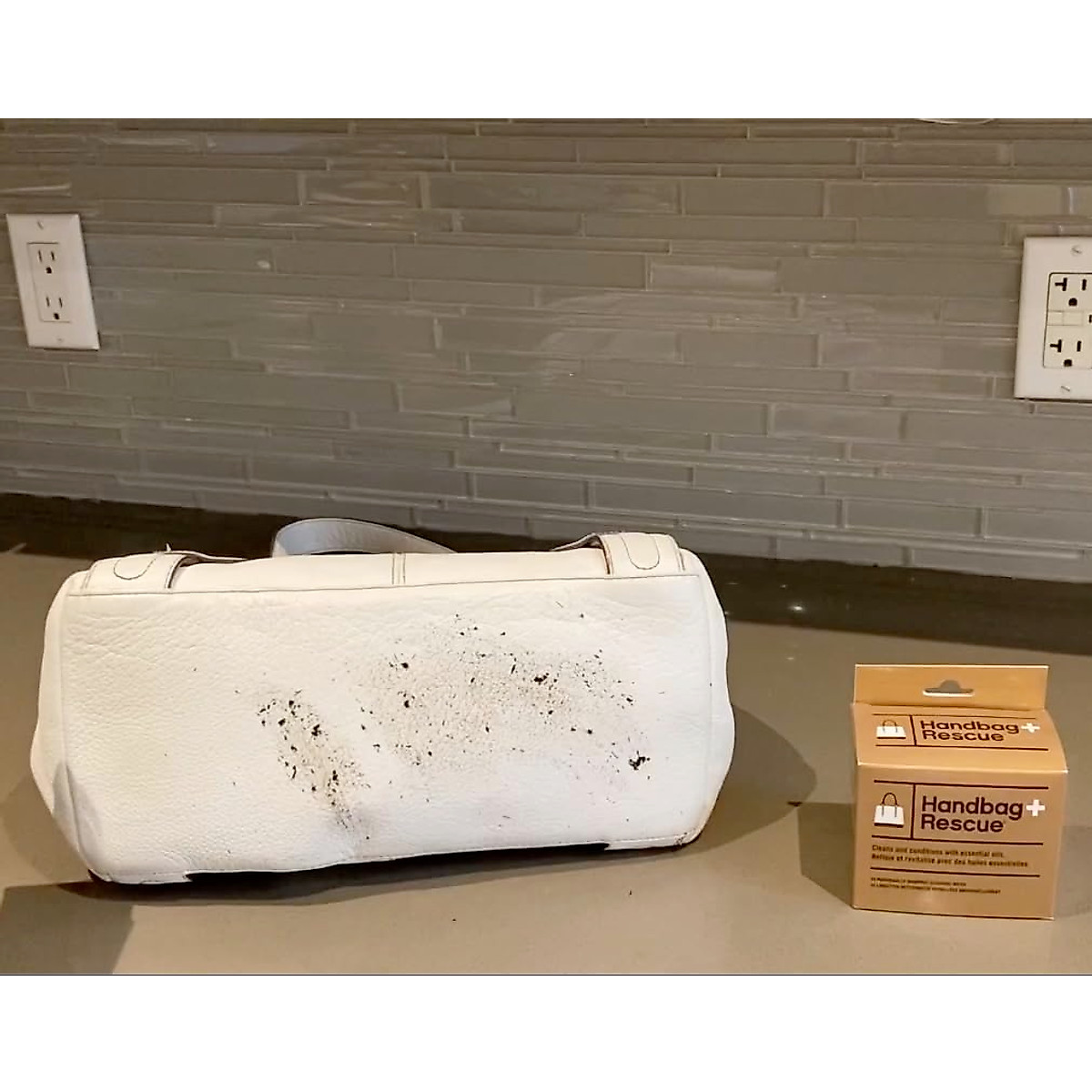 HandBagRescue All-Natural Cleaning Wipes. Remove Dirt & Surface Stains & Conditions Leather Handbags with Essential Oil. Box of 10 Individually Wrapped Wipes.