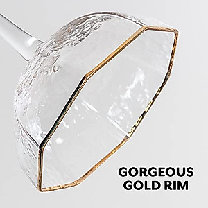 Viper Kitchen Champagne Coupe Glasses Set of 4 - Cocktail Glassware with Art Deco Gold Rim for Vintage Martini, Manhattan, or Daiquiri - Speakeasy Style Glass 5 oz