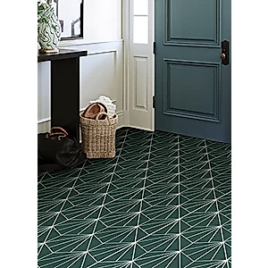 FloorPops FP3926 Beryl Peel & Stick Floor Tiles, Green